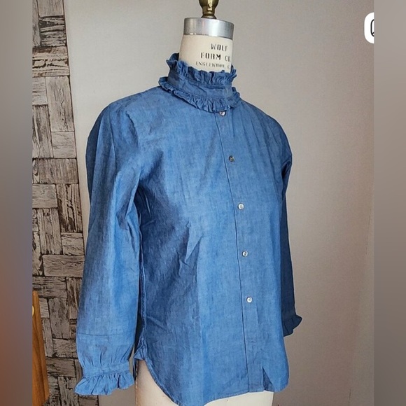 J. Crew | Tops | Ruffle Neck Blouse | Poshmark